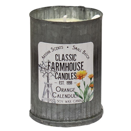 Orange Calendula Fluted Tin Candle 4oz – Primitive Renditions