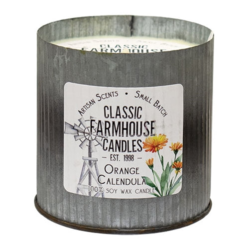 Orange Calendula Fluted Tin Candle 12oz – Primitive Renditions