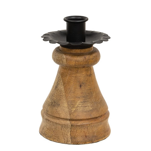 Natural Wood & Metal Cone Spindle Taper Holder - 5.75" – Primitive ...