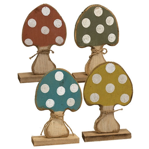 Rustic Wood Mushroom on Base 4 Asstd. – Primitive Renditions