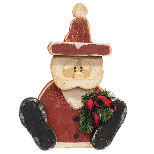 Rustic Wood Sitting Santa - 17.75"H – Primitive Renditions