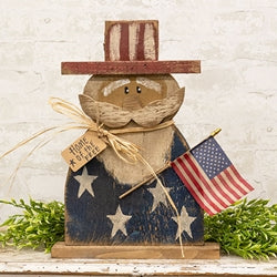 Rustic Wood Home of the Free Uncle Sam on Base - 19"H – Primitive ...