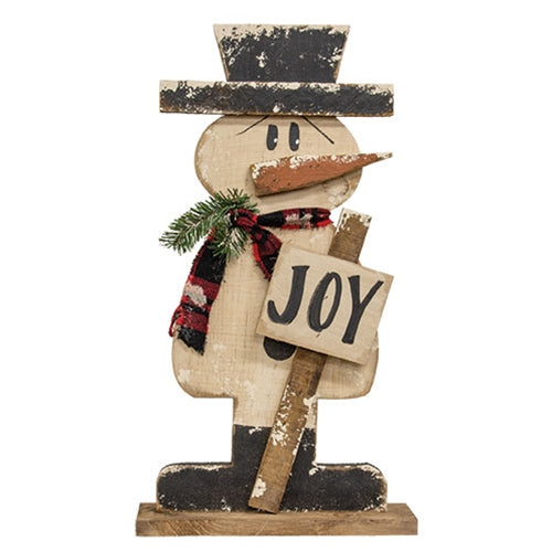 Rustic Wood Joy Sign Snowman - 24.5"H – Primitive Renditions