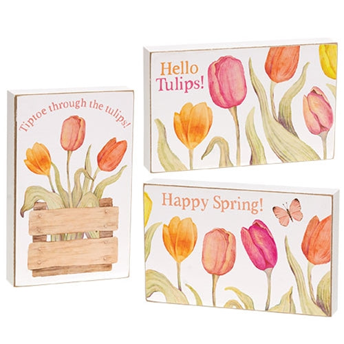Happy Spring Tulip Box Sign 3 Asstd. – Primitive Renditions