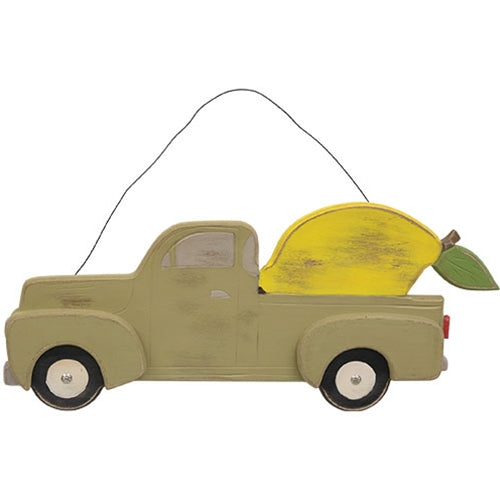 Distressed Hanging Green Wooden Lemon Truck – Primitive Renditions