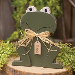 Rustic Wood "Ribbit" Frog Sitter – Primitive Renditions