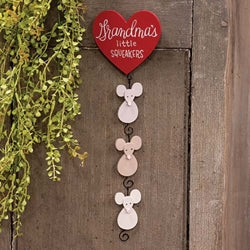 7/Set - Grandma's Little Squeakers Heart w/Mouse Name Hangers ...