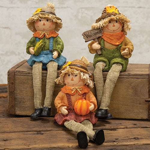Resin Dangle Leg Raggedy Scarecrow Shelf Sitter 3 Asstd. – Primitive ...