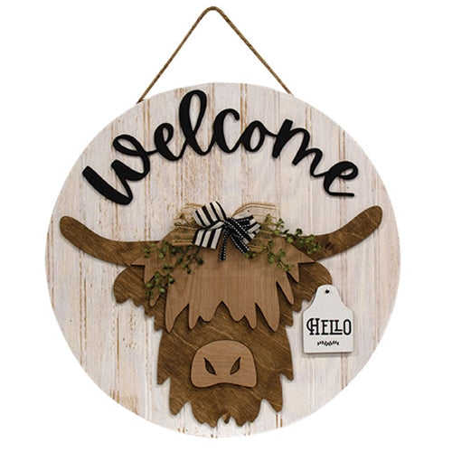 Welcome Highland Cow Sign w/12 Seasonal Ear Tags – Primitive Renditions