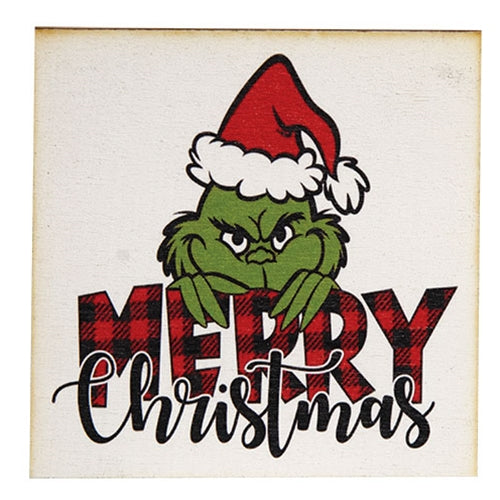 Merry Christmas Grinch Square Magnet – Primitive Renditions