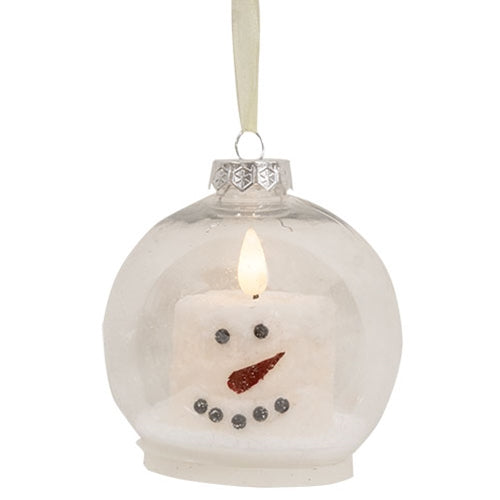 4" Bulb Ornament w/Snowman LED Candle – Primitive Renditions