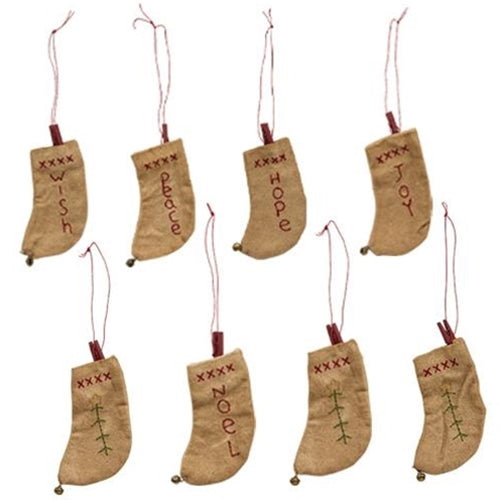 8/Set Primitive Cotton Stocking Ornaments – Primitive Renditions