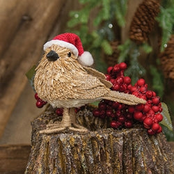 Sisal Bird with Santa Hat – Primitive Renditions