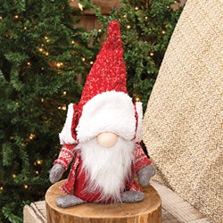Fuzzy Red Gnome with Sweater Jacket – Primitive Renditions
