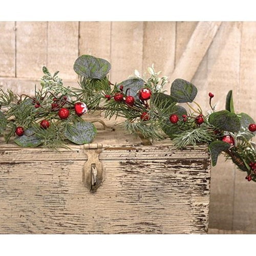 Snowy Holiday Red Berry & Bell Garland – Primitive Renditions