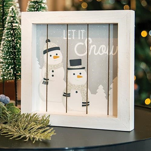 Let It Snow Framed Shiplap Snowman Sign – Primitive Renditions