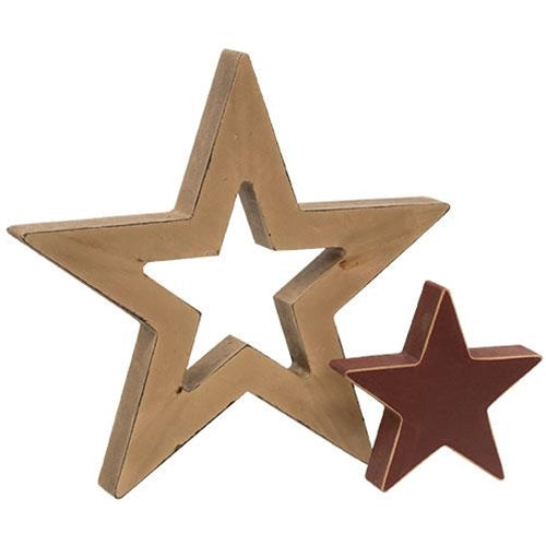 2/Set Burgundy & Mustard Cutout Stars – Primitive Renditions