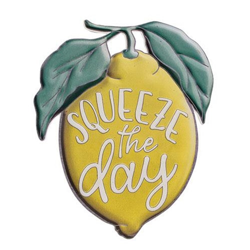 Squeeze The Day Lemon Metal Sign – Primitive Renditions