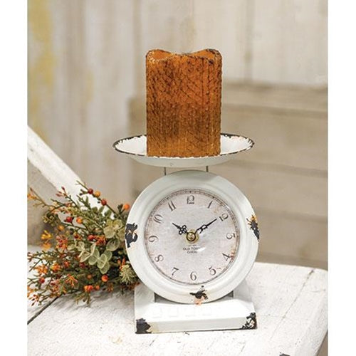 Farmhouse White Old Town Scale Clock – Primitive Renditions