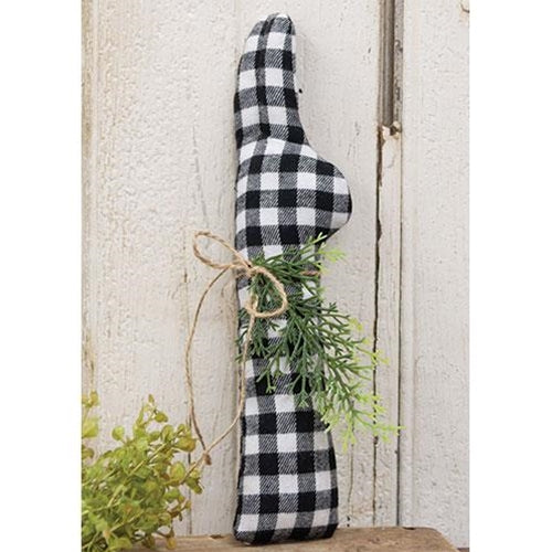 Black & White Buffalo Check Felt Peeking Bunny – Primitive Renditions