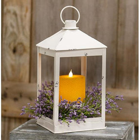 White Distressed Lantern – Primitive Renditions