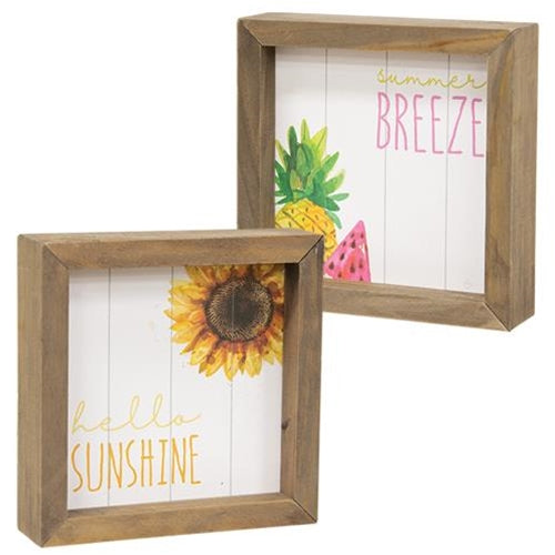 Hello Sunshine Two-Sided Framed Sign – Primitive Renditions